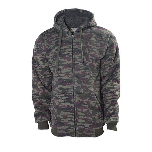 Big Ball Sports Men's All Over Print Green Camo Berber Hoodie